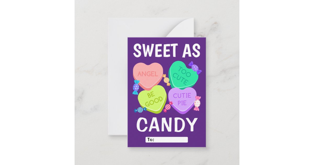 Sweet as Candy Classroom Valentine's Day Note Card | Zazzle