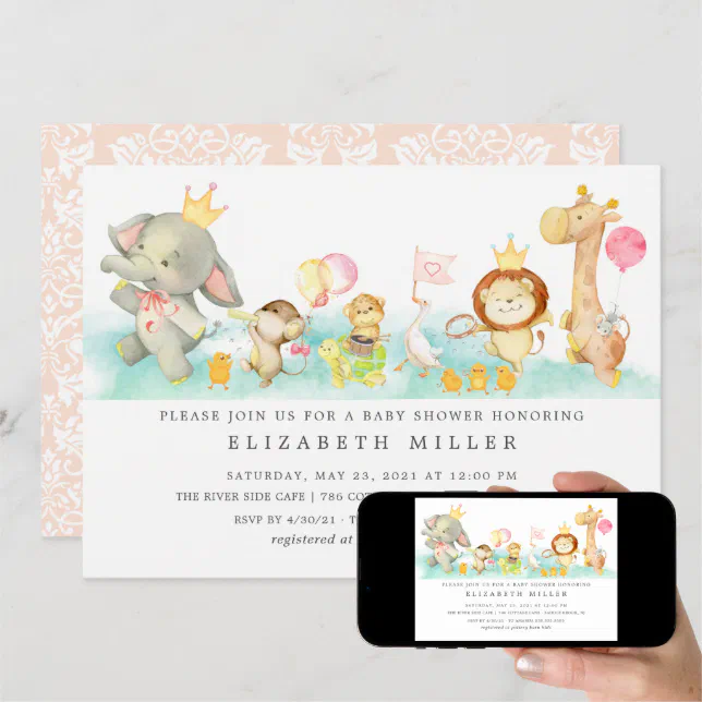 Sweet Baby Animals Parade Baby Shower Invitation | Zazzle