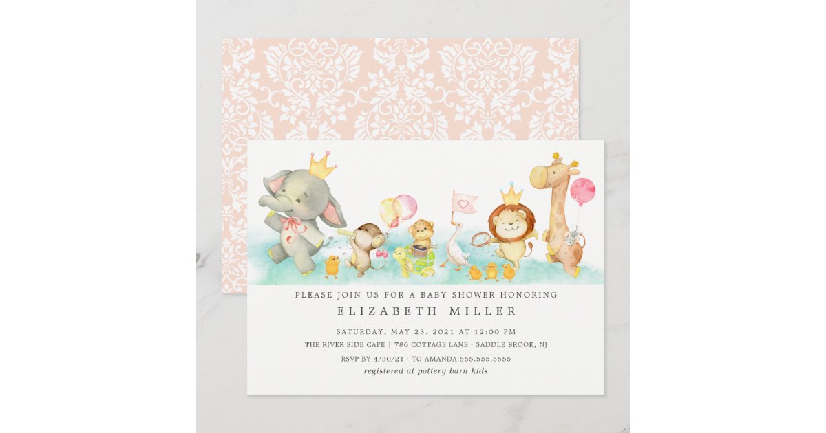 Sweet Baby Animals Parade Baby Shower Invitation | Zazzle