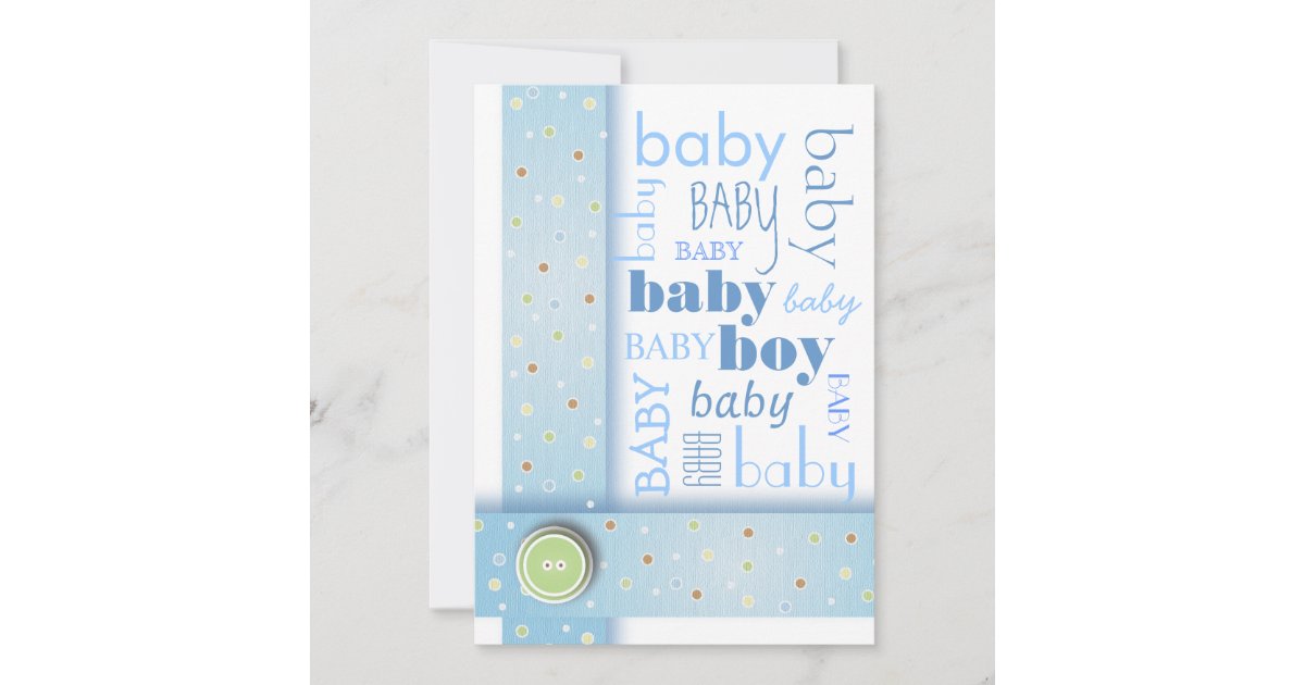 Sweet Baby Boy Blue Ribbon Baby Shower Invitation | Zazzle