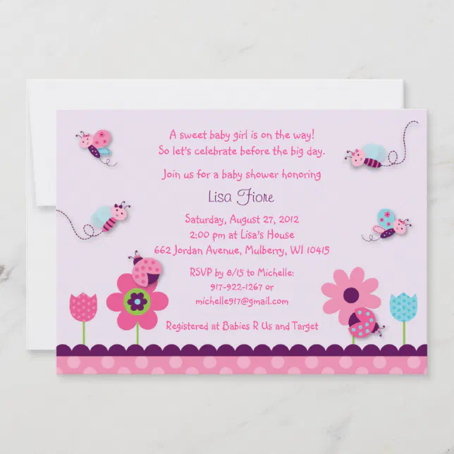 Sweet Baby Bug Baby Shower Invitations | Zazzle