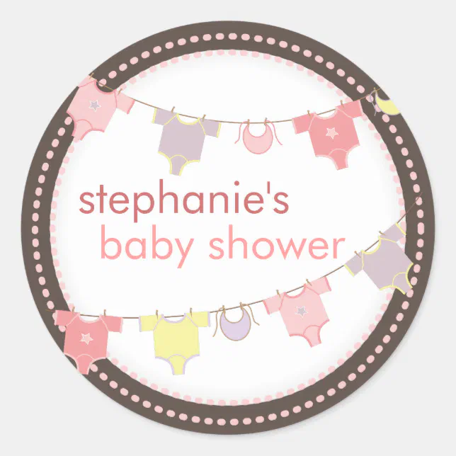 Sweet Baby Clothes LIne Girl Baby Shower Sticker | Zazzle