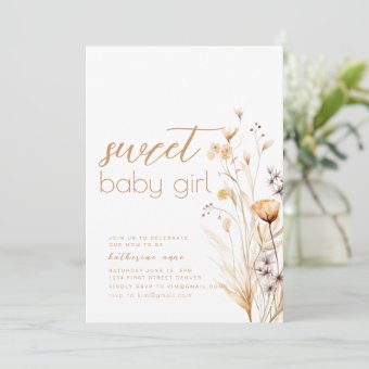 Sweet Baby Girl Baby Shower Party Invitation | Zazzle