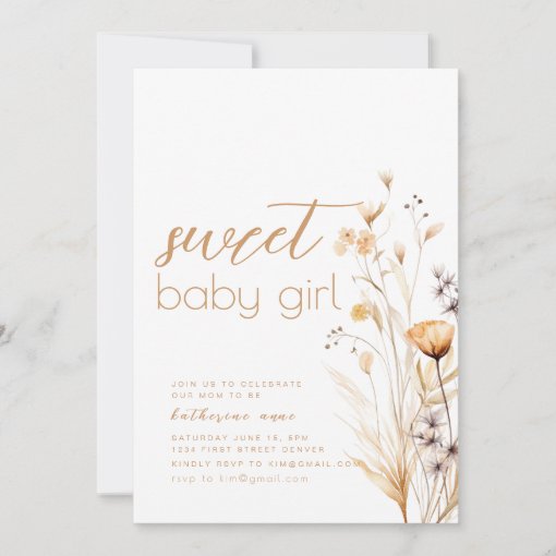 Sweet Baby Girl Baby Shower Party Invitation | Zazzle