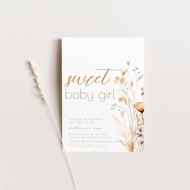 Sweet Baby Girl Baby Shower Party Invitation | Zazzle