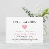 Sweet Baby Girl Pink Heart Cute Baby Shower Invitation | Zazzle