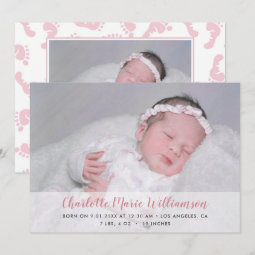 Sweet Baby Girl Script Birth Announcement | Zazzle