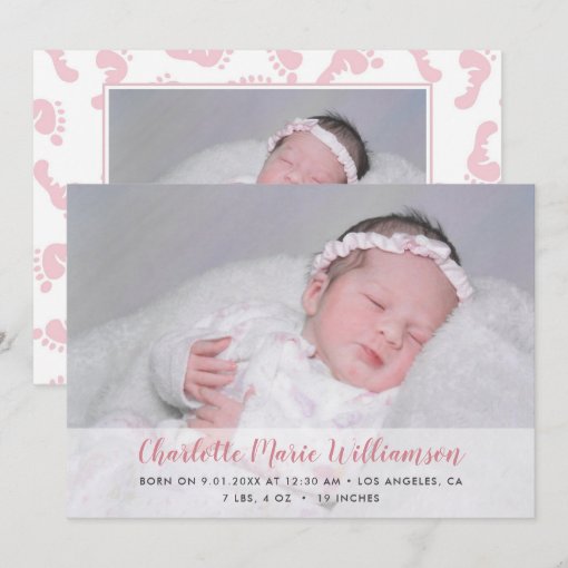 Sweet Baby Girl Script Birth Announcement | Zazzle