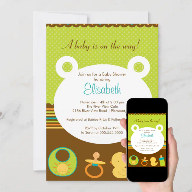 Sweet Baby Icons Girl or Boy Baby Shower Invitation | Zazzle