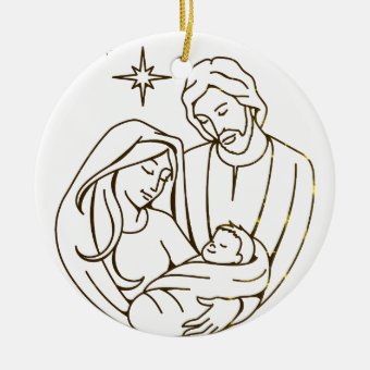 Sweet Baby Jesus Nativity Scene Christmas Star Ceramic Ornament | Zazzle