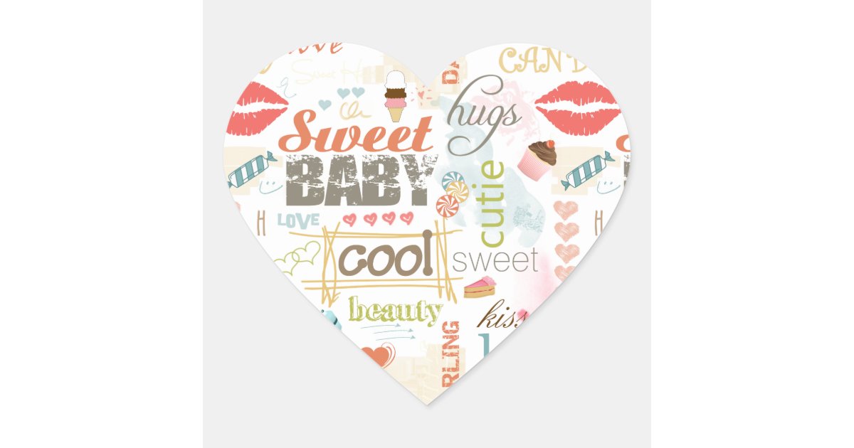 Sweet Baby Text Design Your Color ID237 Heart Sticker | Zazzle