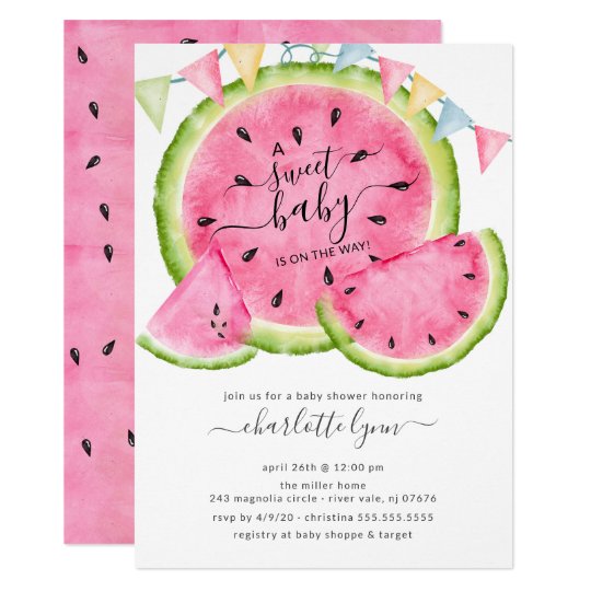 Sweet Baby Watermelon Baby Shower Invitation | Zazzle.com