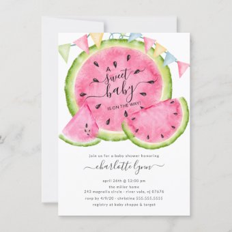 Sweet Baby Watermelon Baby Shower Invitation | Zazzle