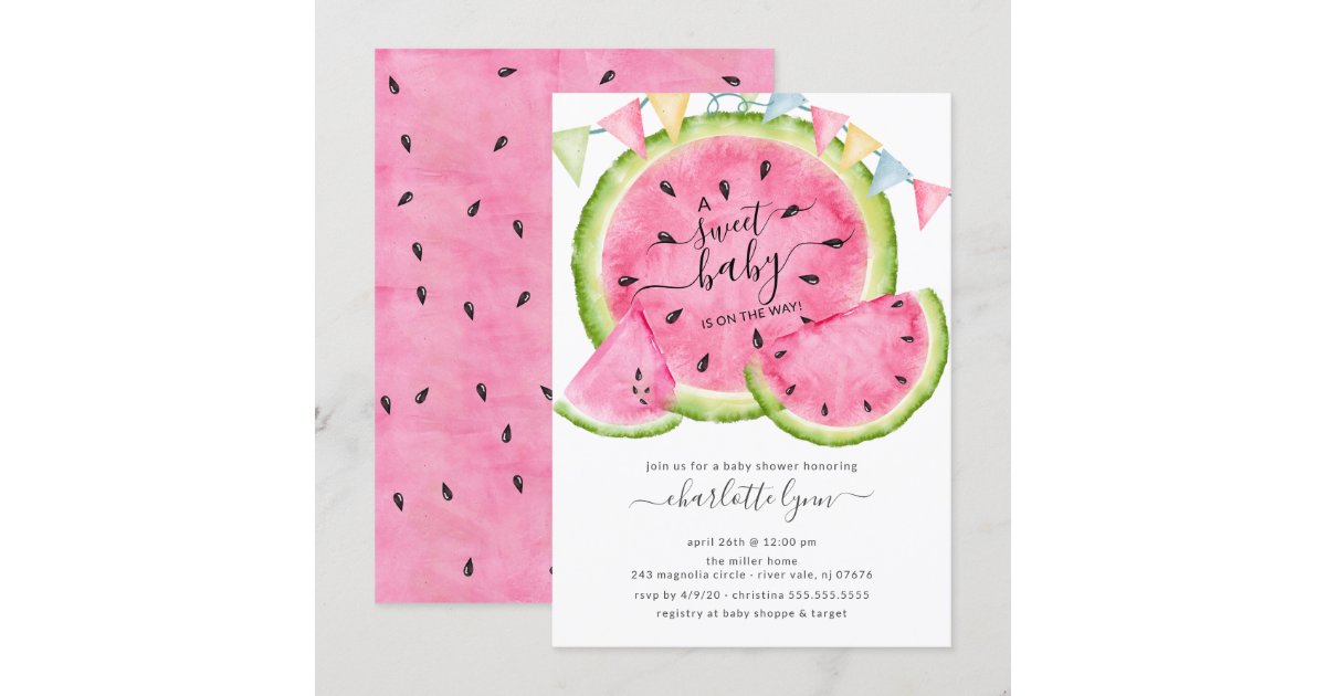 Sweet Baby Watermelon Baby Shower Invitation | Zazzle