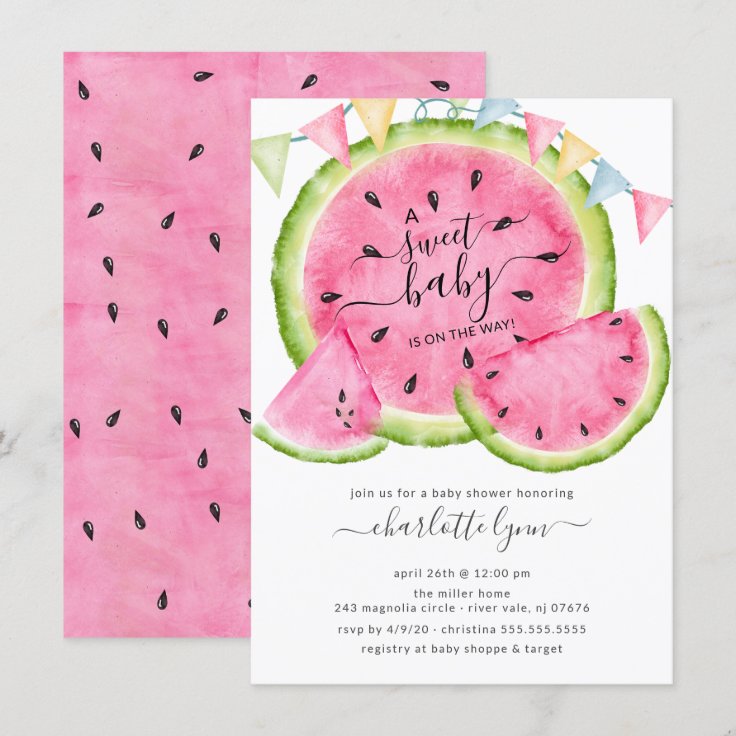 Sweet Baby Watermelon Baby Shower Invitation | Zazzle