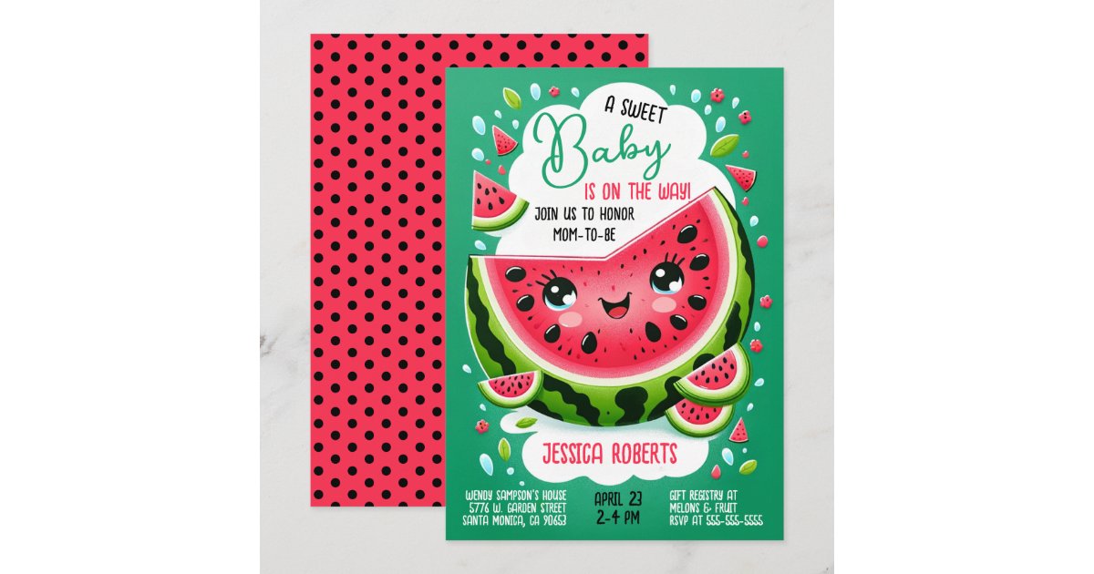 Sweet Baby Watermelon Themed Baby Shower Invitation | Zazzle