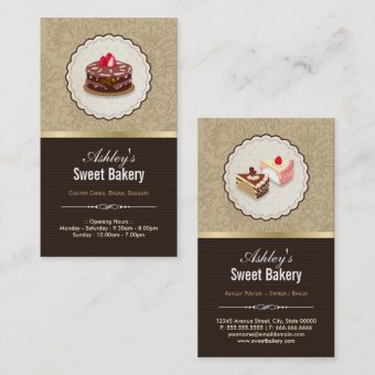 Sweet Bakery Boutique - Cakes Chocolates Pastry Business Card | Zazzle