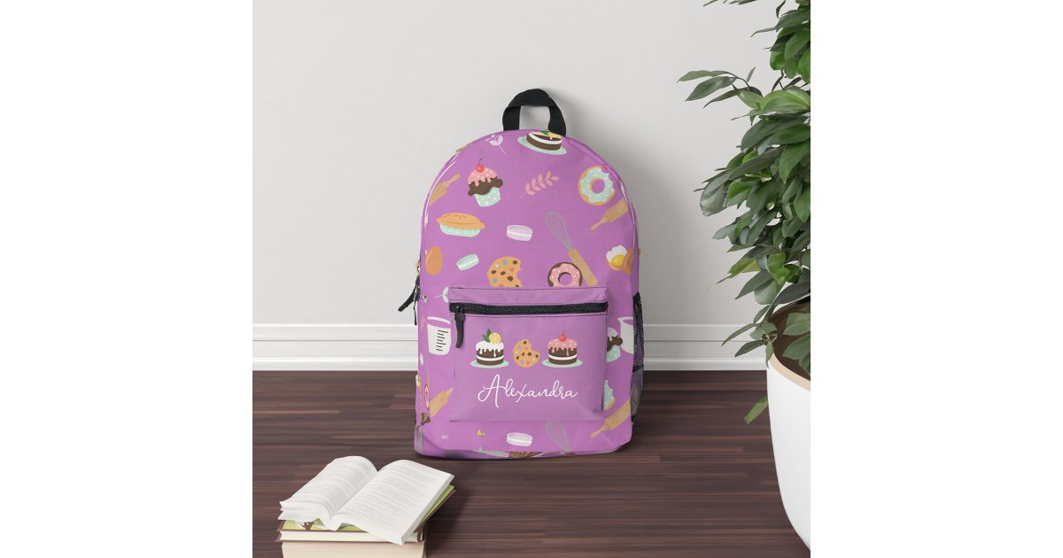 Sweet Bakery Illustration Pattern Custom Printed Backpack | Zazzle