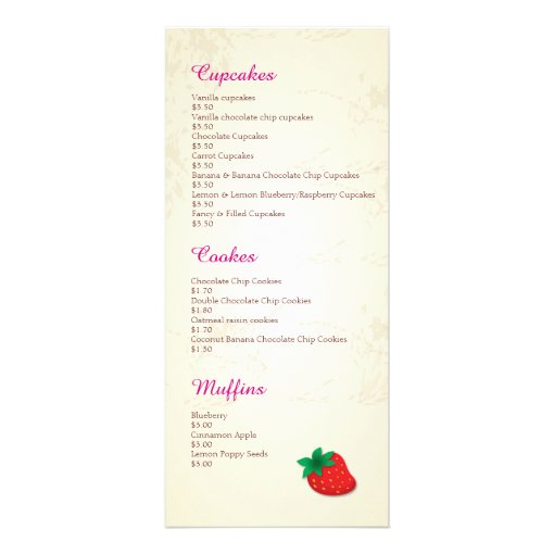 Sweet Bakery Menu | Zazzle