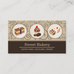 Sweet Bakery Store Custom Cakes Chocolates Dessert Business Card | Zazzle