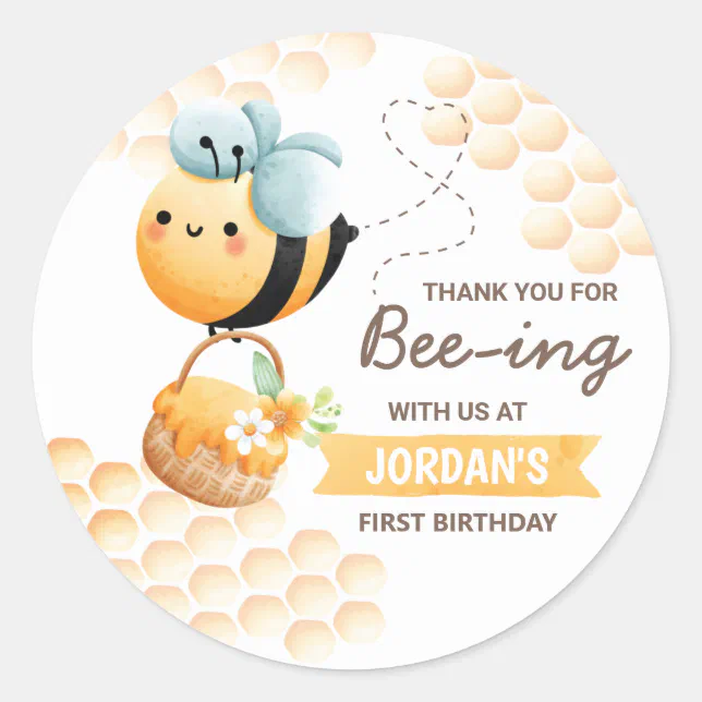 Sweet Bee Birthday Classic Round Sticker | Zazzle
