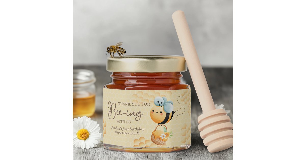 Sweet Bee Birthday Honey Jar Favors | Zazzle
