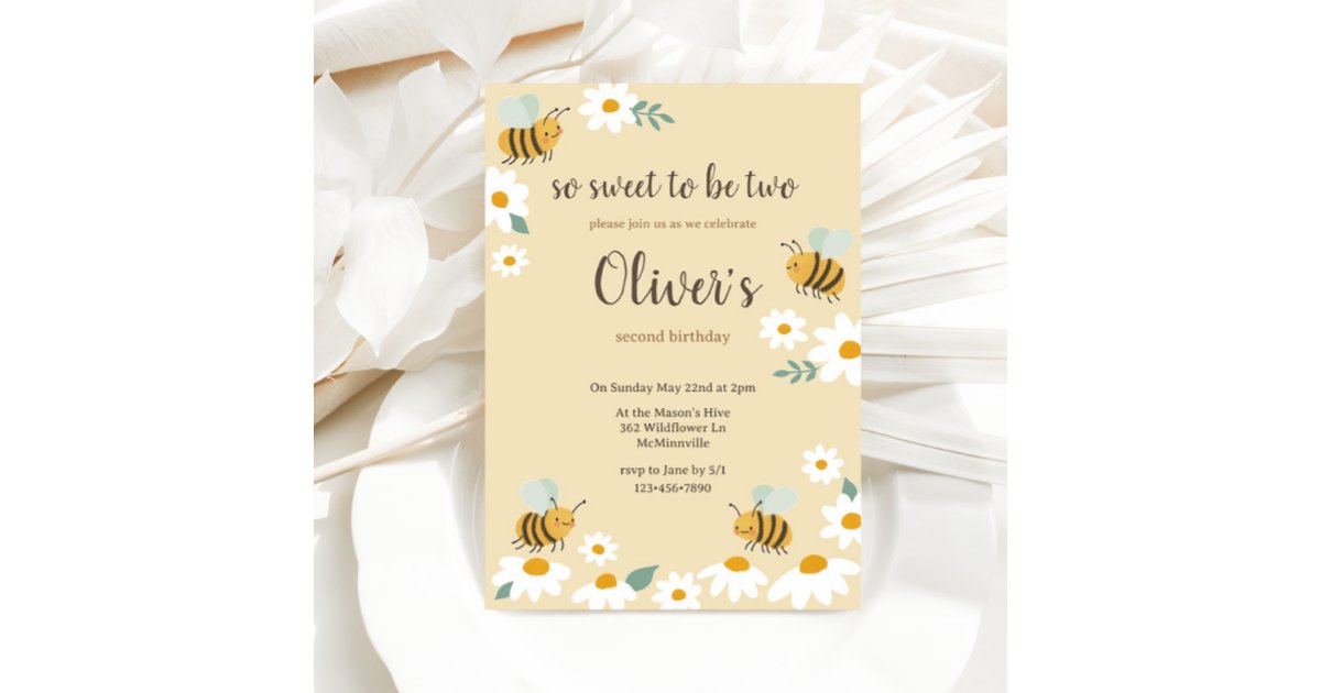 Sweet Bee Birthday Invitation | Zazzle