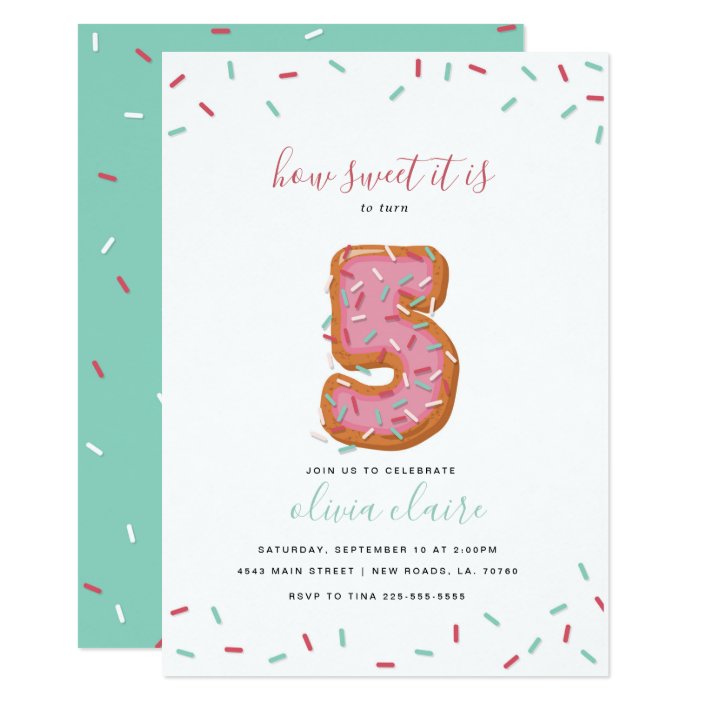 Sweet Birthday Celebration | Five Invitation | Zazzle.com