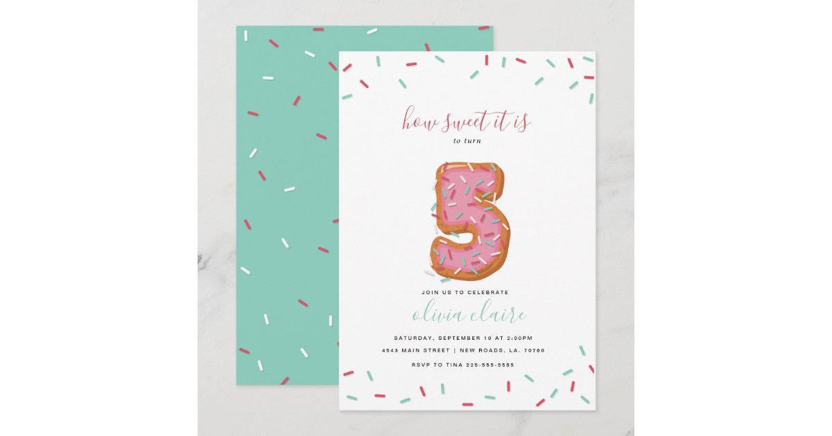 Sweet Birthday Celebration | Five Invitation | Zazzle