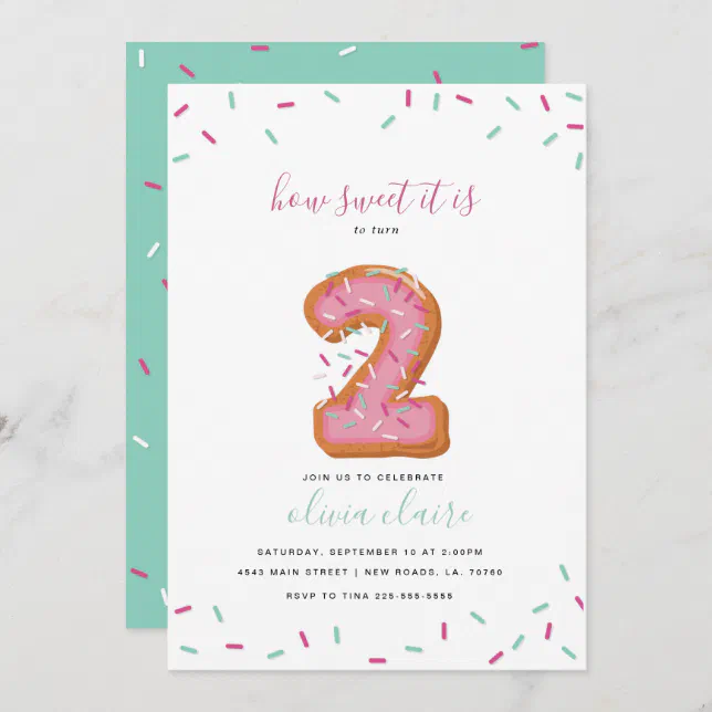 Sweet Birthday Celebration | Two Invitation | Zazzle