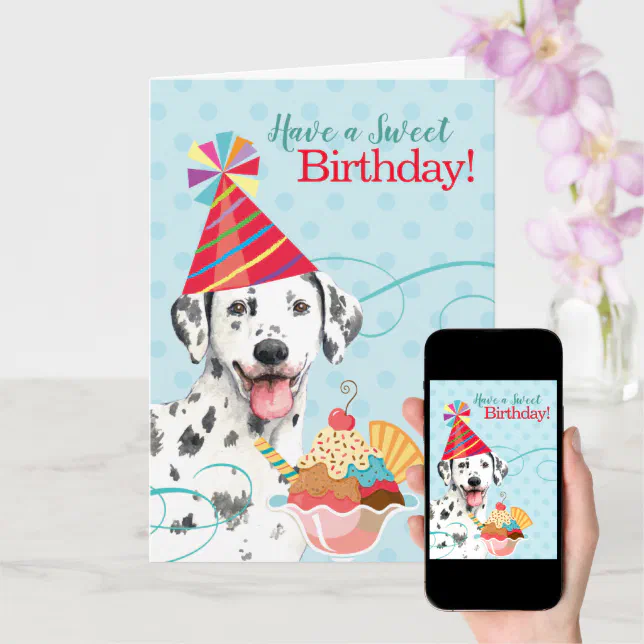 Sweet Birthday Dalmatian Card | Zazzle