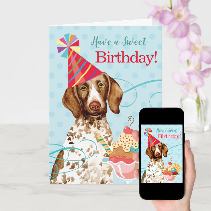 Sweet Birthday German Shorthaired Pointer Card | Zazzle