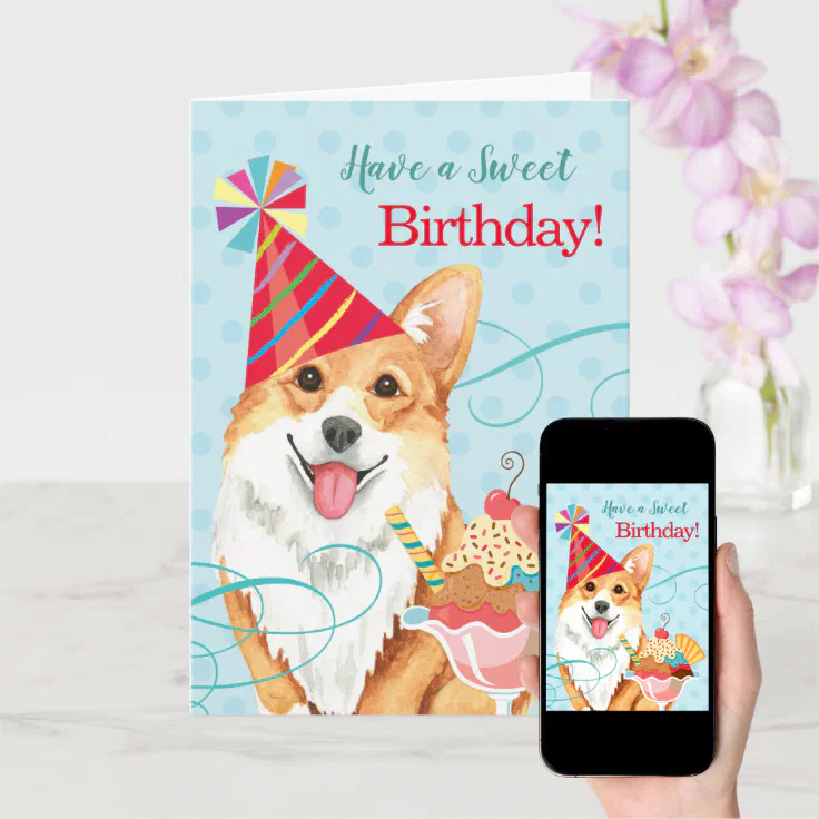 Sweet Birthday Pembroke Welsh Corgi Card | Zazzle