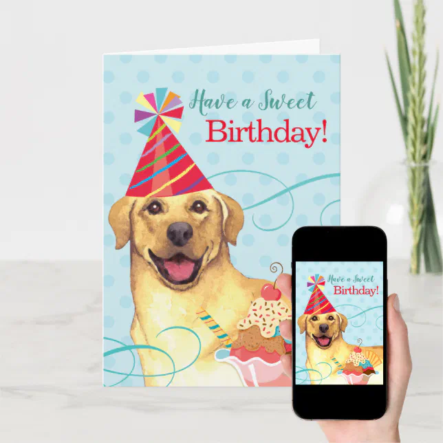 Sweet Birthday Yellow Lab Card | Zazzle