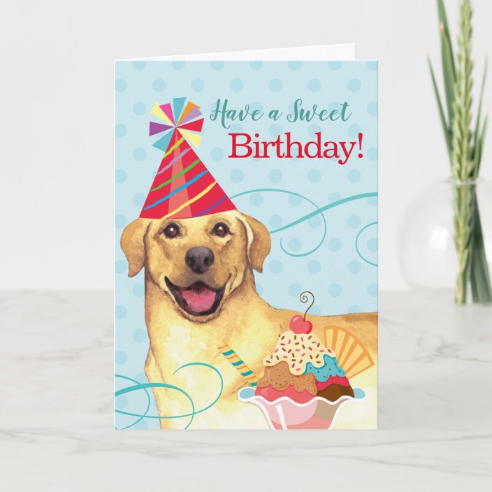 Sweet Birthday Yellow Lab Card | Zazzle.com