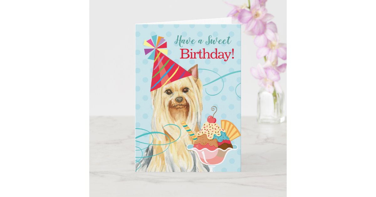 Sweet Birthday Yorkie Card | Zazzle