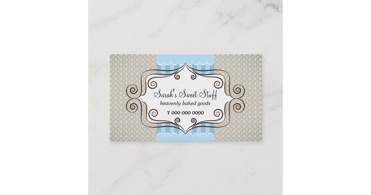Sweet Blue and Polka Dots Business Card | Zazzle