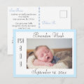 Sweet Blue and White Birth Announcement Postcard | Zazzle