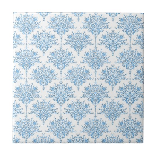 Sweet Blue and White Damask Pattern Ceramic Tile | Zazzle.com