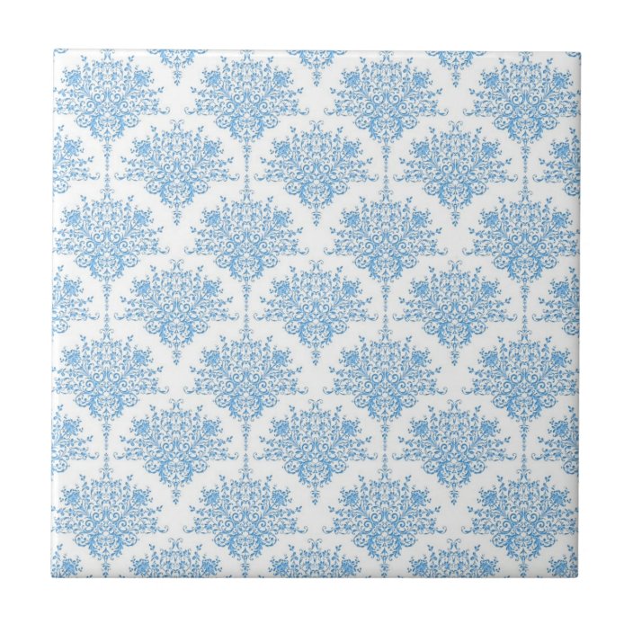 Sweet Blue and White Damask Pattern Ceramic Tile | Zazzle.com