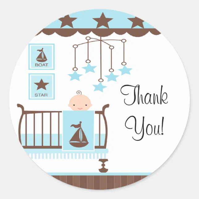 Sweet Blue Baby RoomThank You Sticker | Zazzle