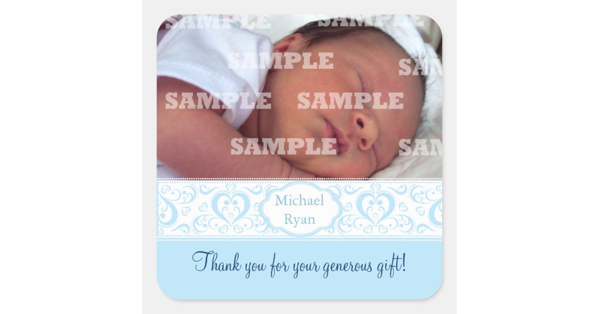 Sweet Blue Band Baby Thank You Stickers | Zazzle