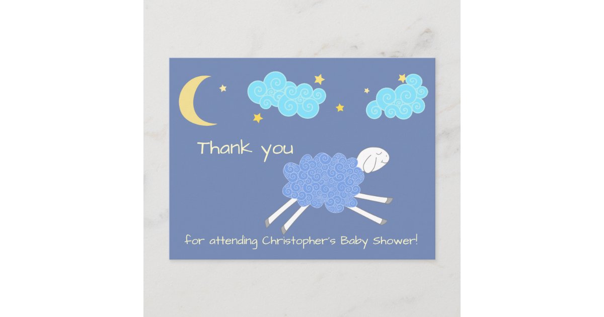 Sweet Blue Lullaby Thank You Baby Shower Postcard | Zazzle