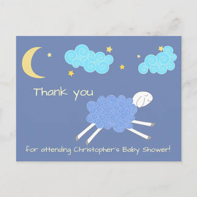 Sweet Blue Lullaby Thank You Baby Shower Postcard | Zazzle