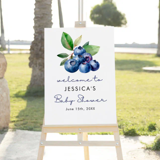 Sweet Blueberries Baby Shower Welcome Sign | Zazzle