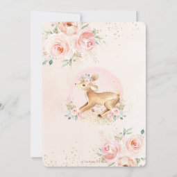 Sweet Blush Floral Baby Deer Fawn Girl Baby Shower Invitation | Zazzle