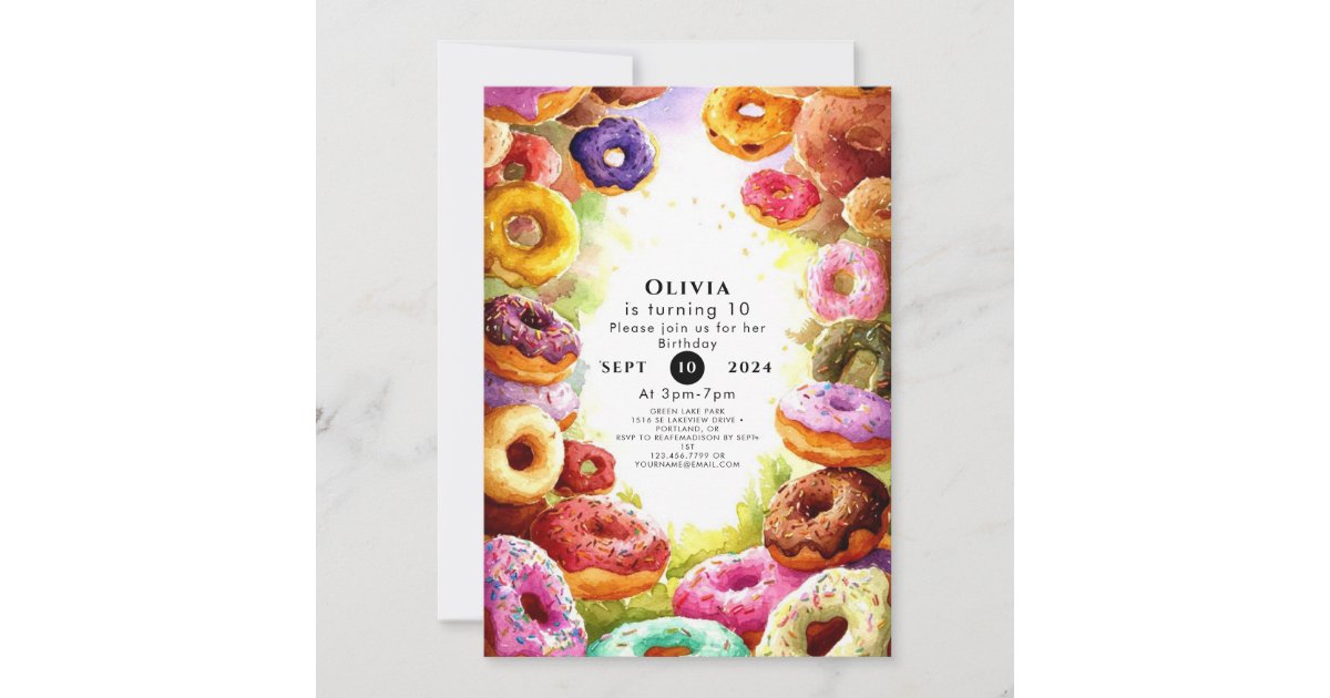 Sweet Boho Donut Birthday Invitation | Zazzle