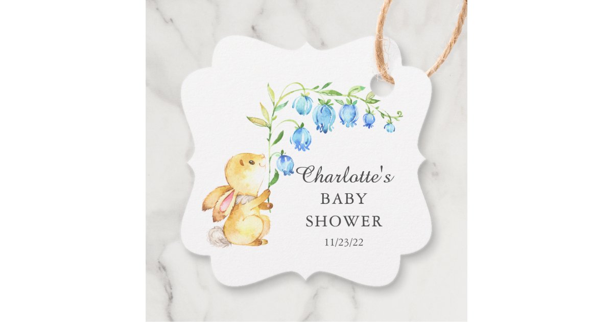 Sweet Boy Bunny Baby Shower Favor Gift Tag | Zazzle