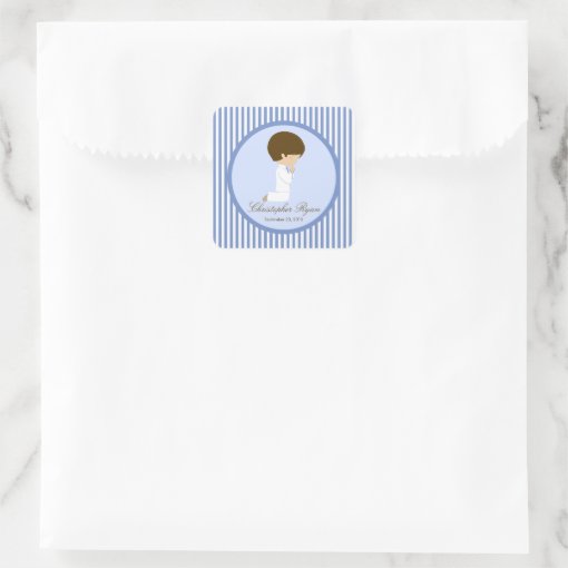 Sweet Boy First Holy Communion Sticker Blue | Zazzle