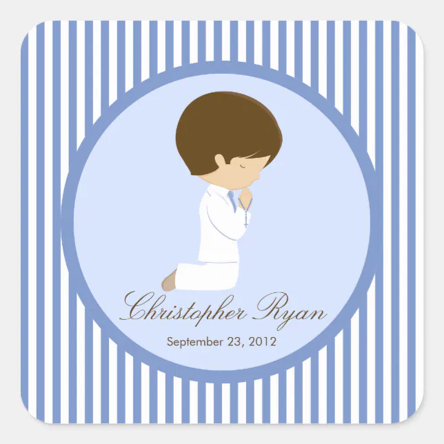 Sweet Boy First Holy Communion Sticker Blue | Zazzle